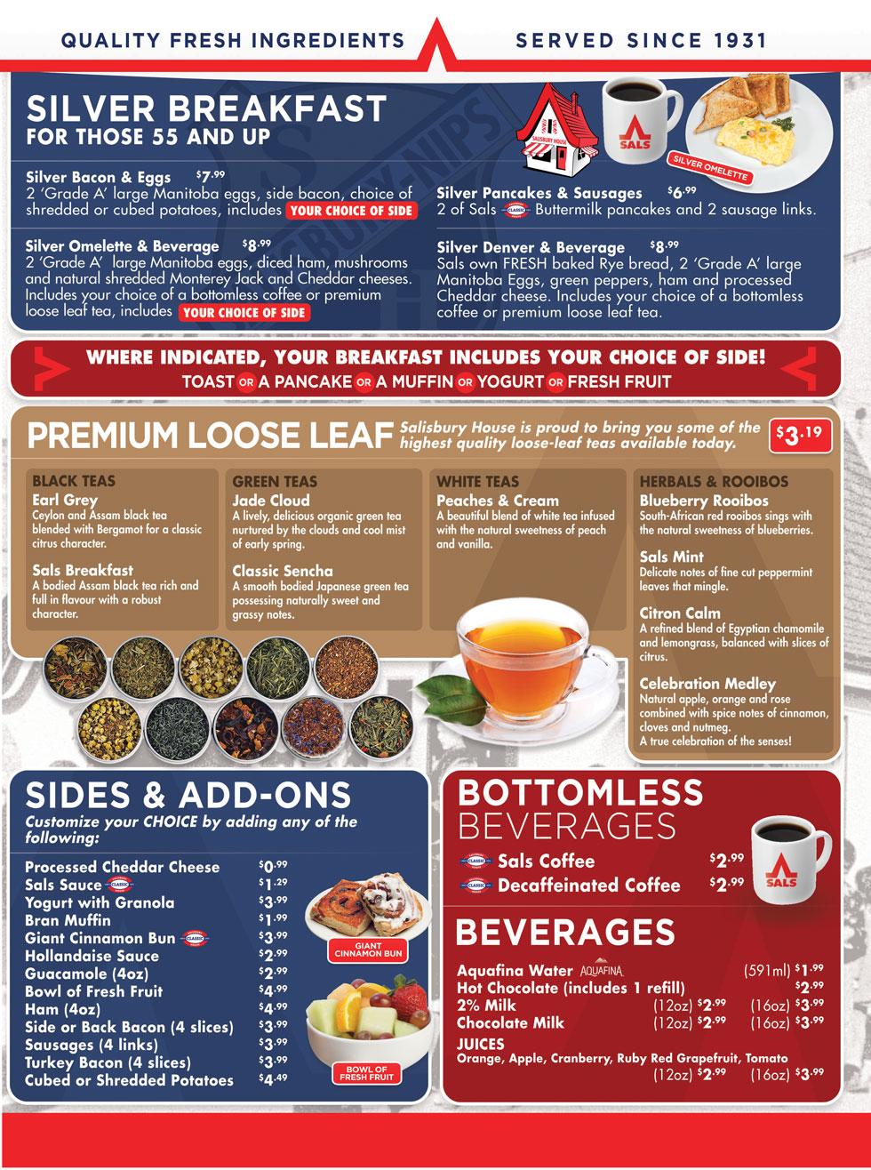 Menu at Salisbury House (Exchange District) restaurant, Winnipeg, 177 ...