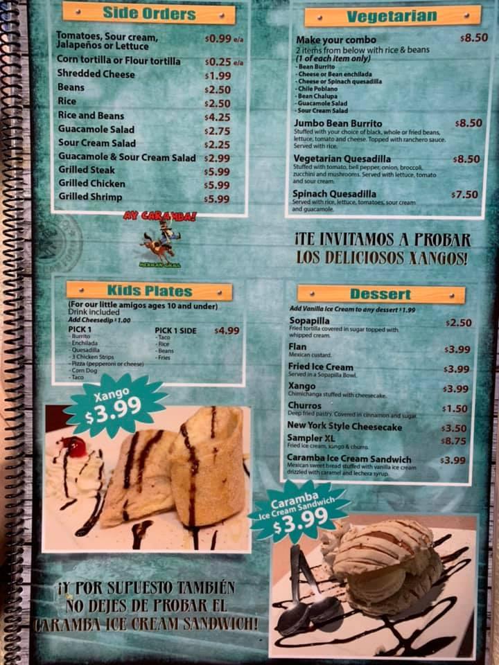 Menu at Ay Caramba Mexican Grill & Bar, Asheville, 328 New Leicester ...
