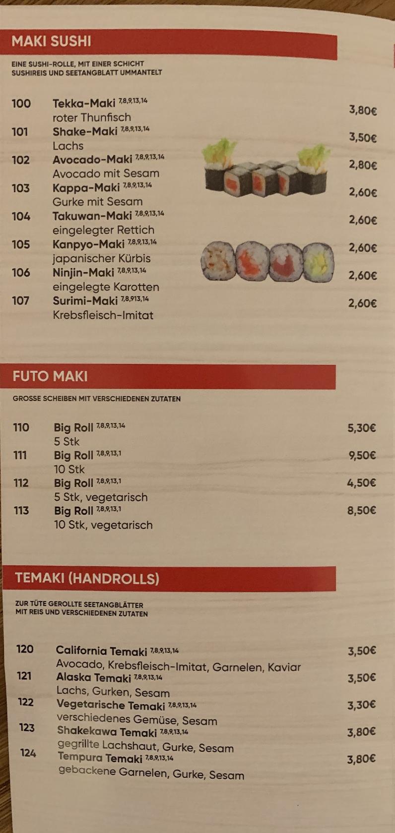 Menu at Asia Hong Sushi Bar, Hengersberg