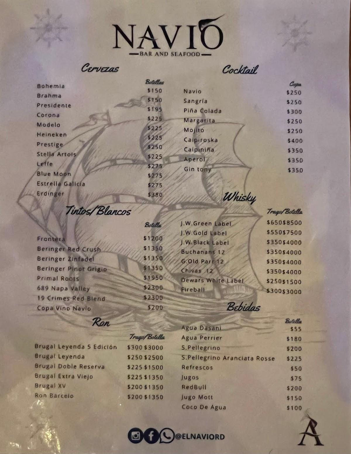 Carta de El Navio Bar And Seafood, Pedernales