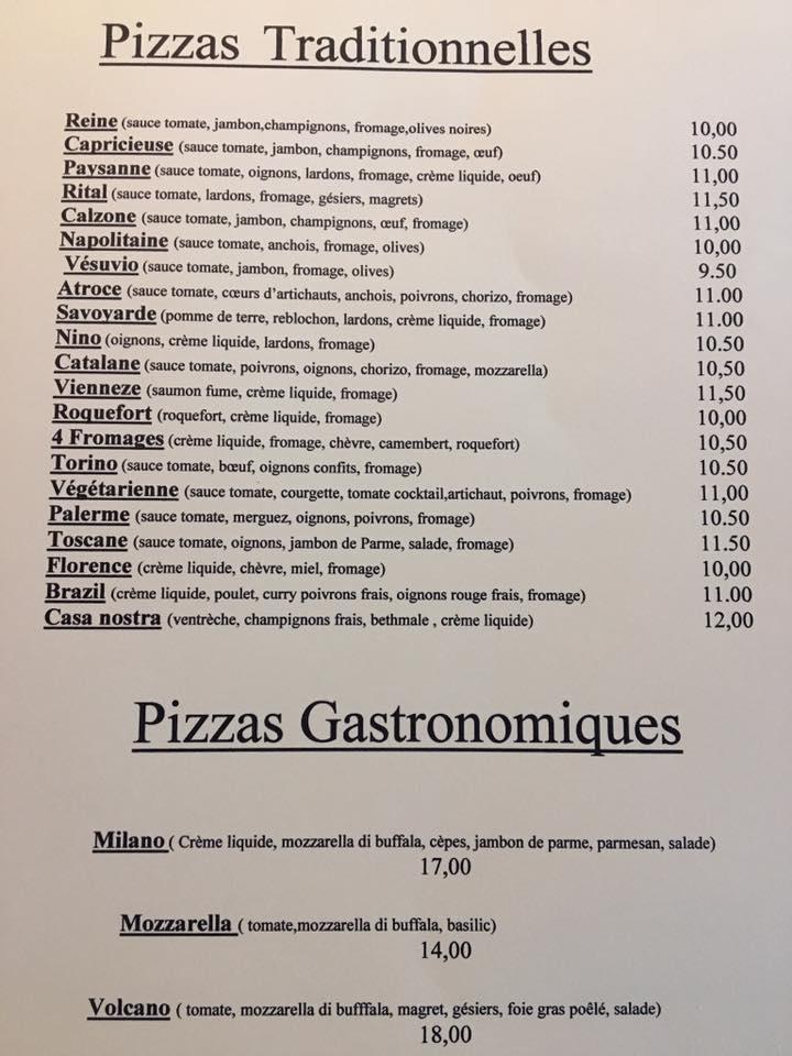 Menu at Le Rital restaurant, Saverdun, 7 Zac La Laure