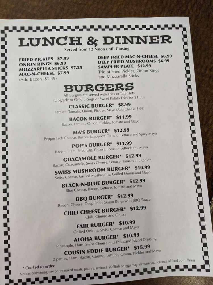 Menu at Ma and Pa's Family Diner restaurant, Yelm