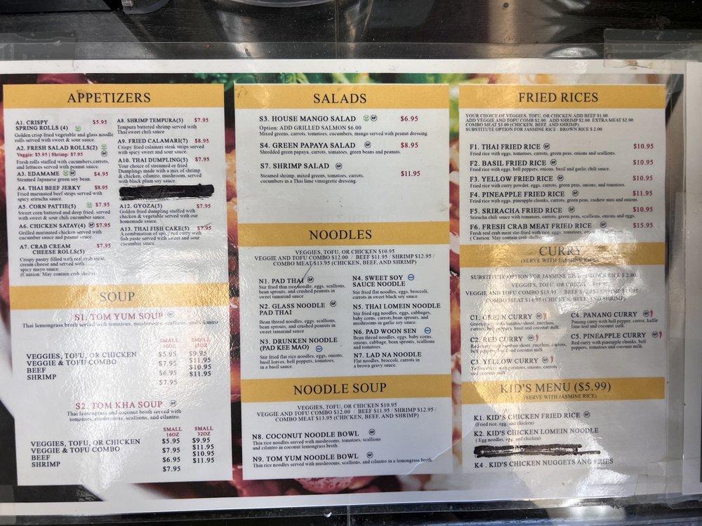 Menu at Mango Thai 2go & bubble tea (Garland) restaurant, Garland