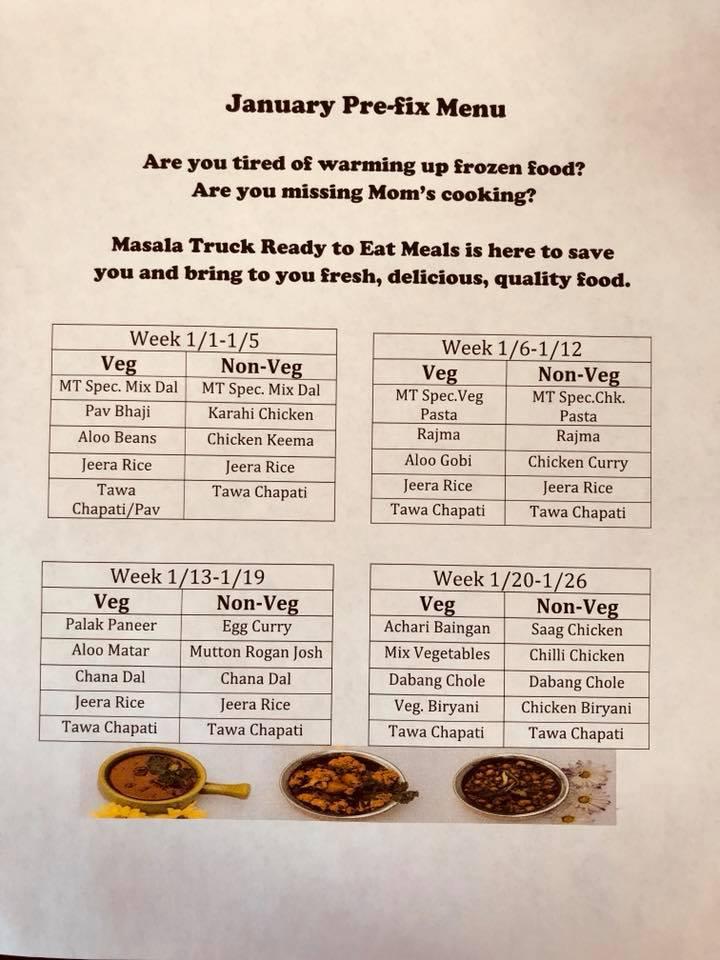 Menu at Masala Truck restaurant, Mount Sinai