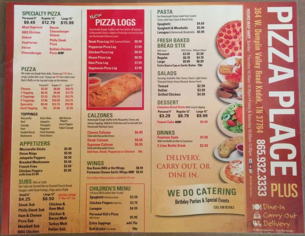 Menu at Noni's Pizza Place Plus pizzeria, Kodak, 364 W Dumplin Valley Rd