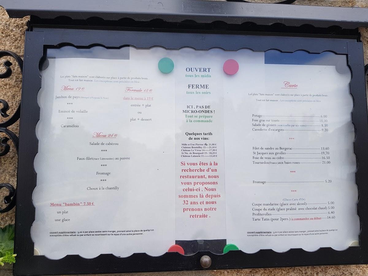 Menu at Restaurant Bar La Flambée, Treignac, 38 Av. Paul Plazanet
