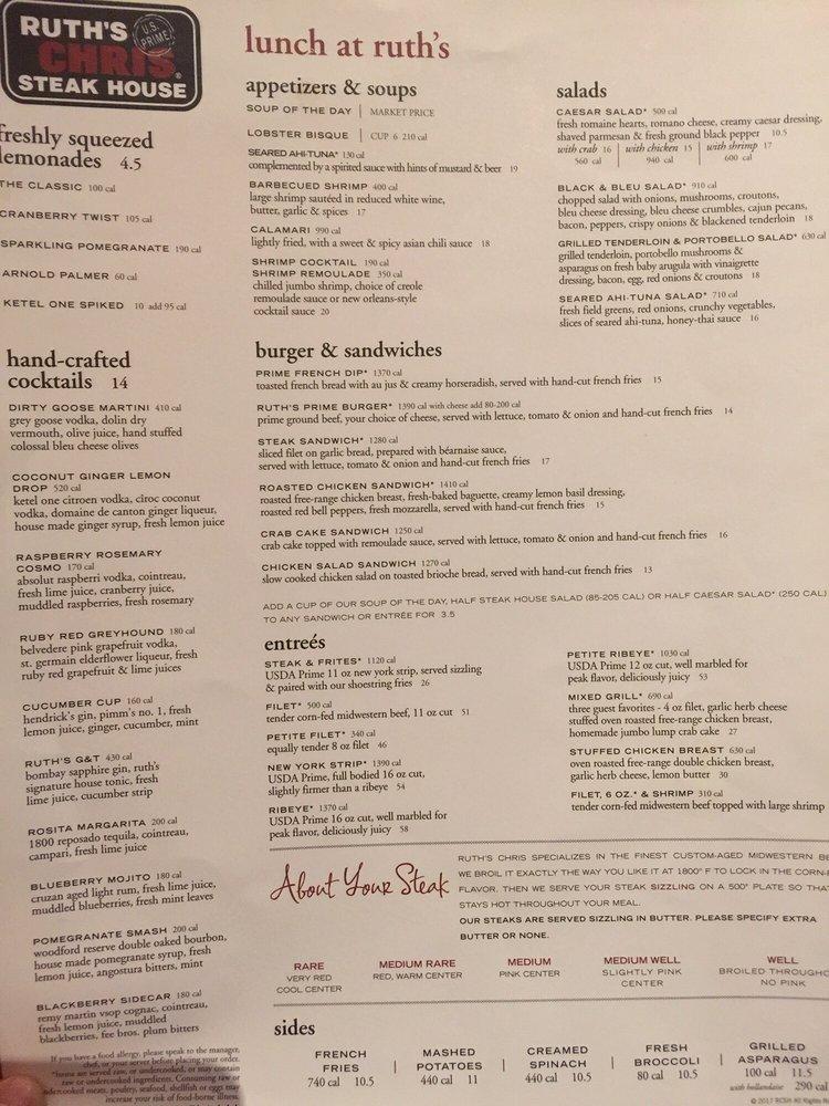 Menu at Ruth's Chris Steak House pub & bar, West New York, 148 W 51st St