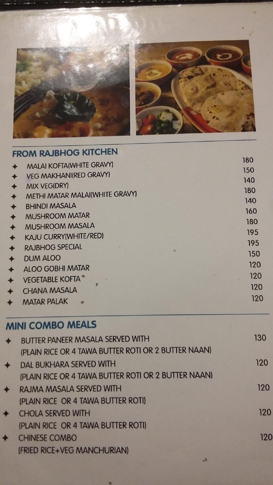 Menu at Agrawal's Rajbhog, Bhopal, R-43