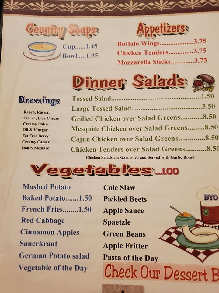 Menu at Erwin's Country Kitchen restaurant, Feasterville-Trevose