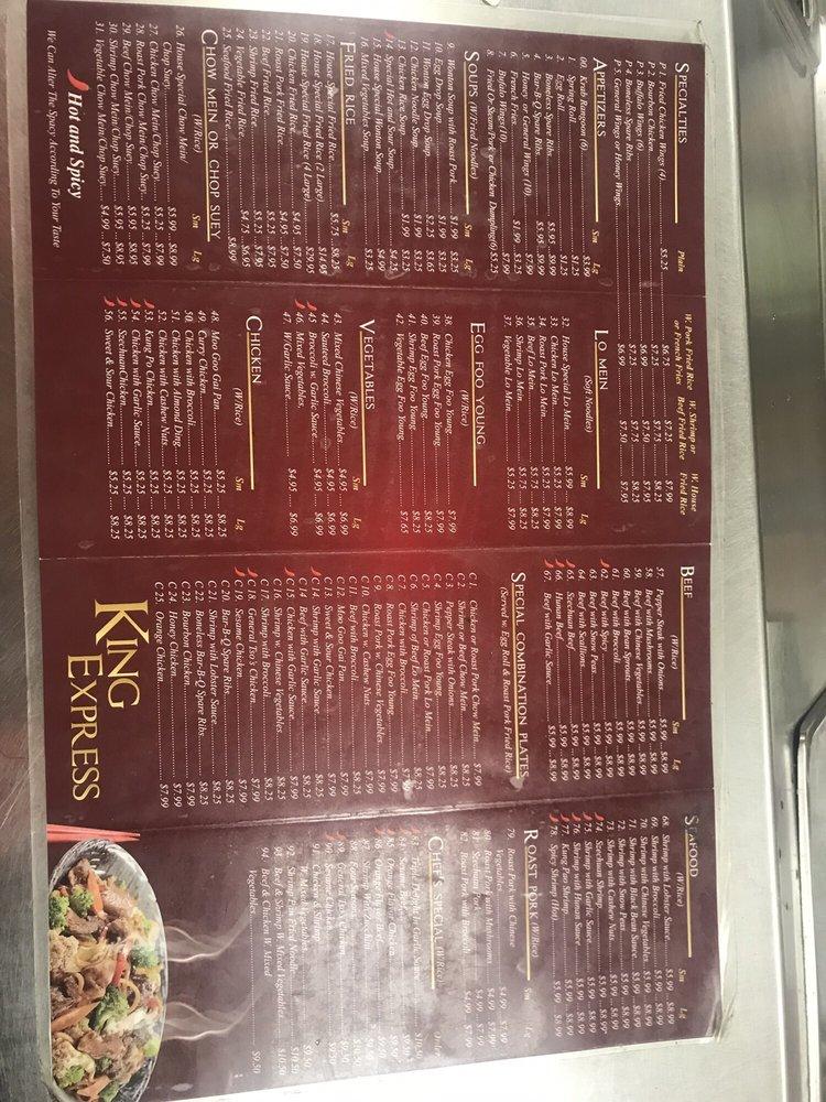 Menu at King Express restaurant, Orlando
