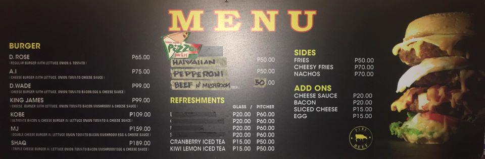 Menu at Shooters restaurant, Parañaque
