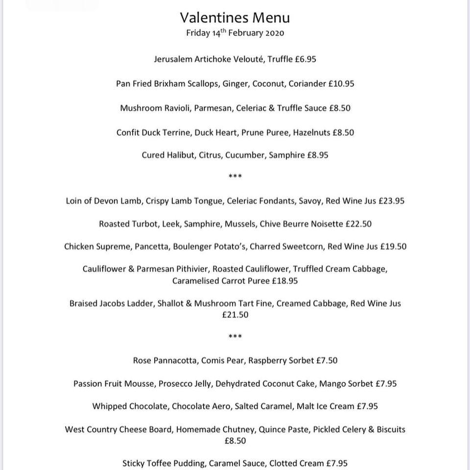 Menu at The Rock Inn pub & bar, Ilsington, Haytor Vale Dartmoor ...