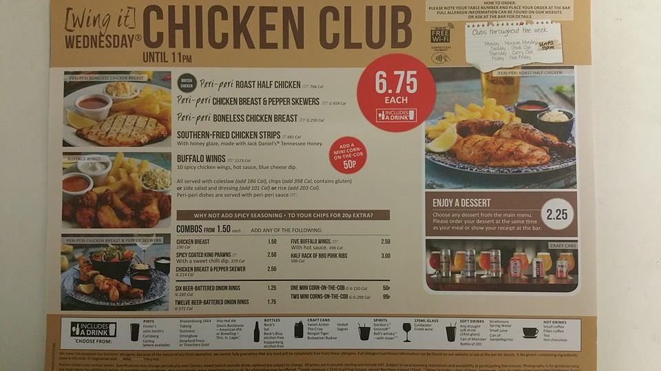 Menu at The Surrey Docks pub & bar, London