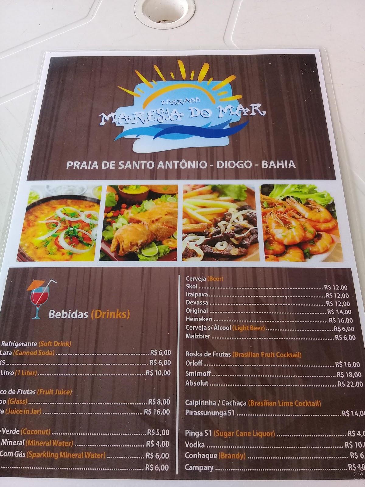 Menu at Barraca Maresia Do Mar, Brazil