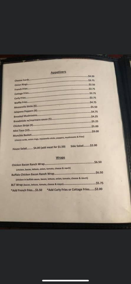 Menu at Buzzards pub & bar, New Albin