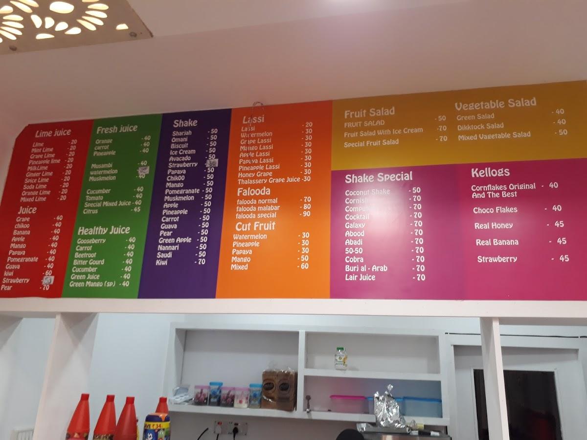Menu at CVF JUICE CORNER, Ernakulam