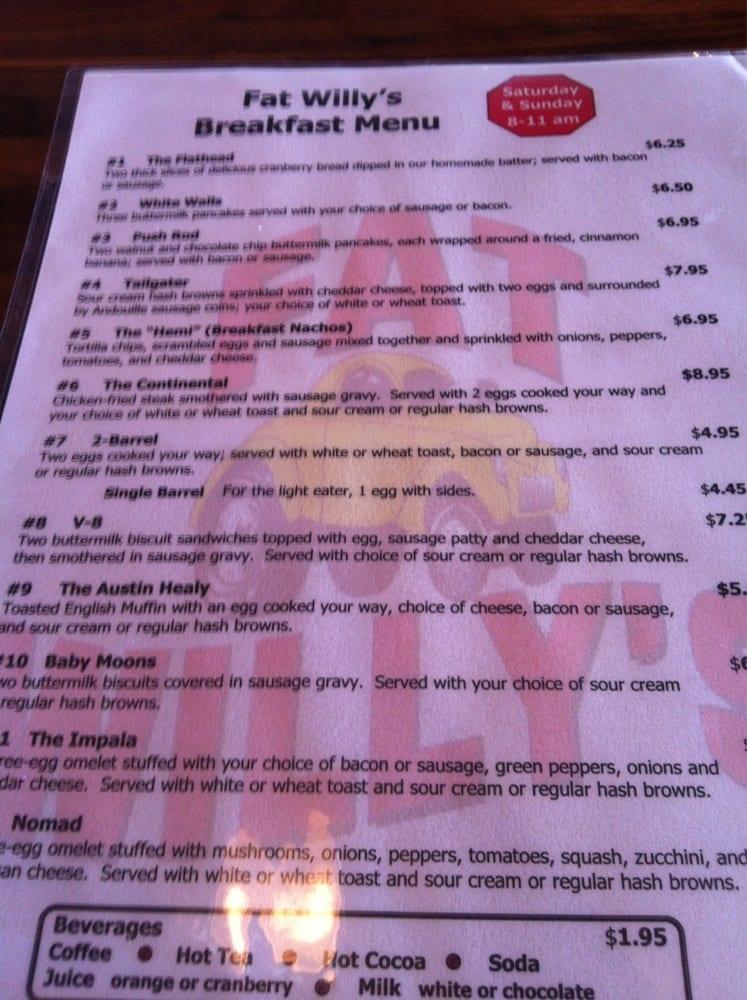 Menu at Fat Willy's pub & bar, Rochester