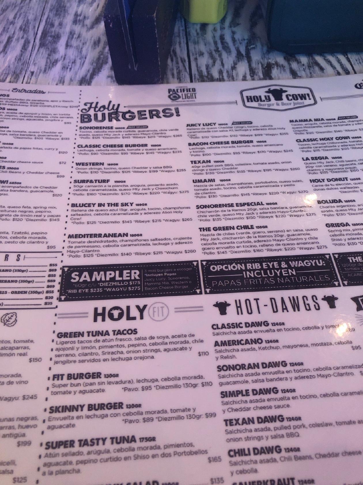 Menu at Holy Cow! Burger & Beer Joint - Linda Vista restaurant ...