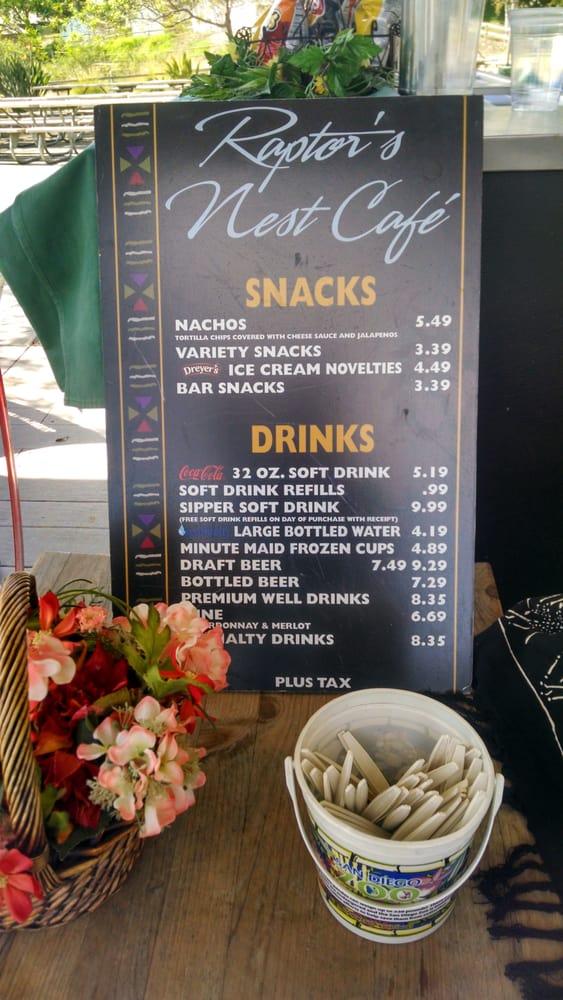 Menu at Raptor's Nest Cafe, Escondido