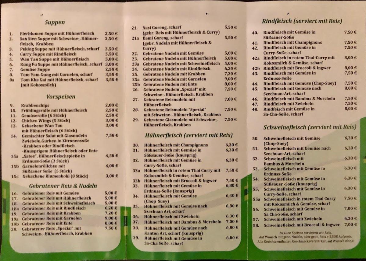 Speisekarte von Shu China Bistro restaurant, Rüsselsheim am Main ...