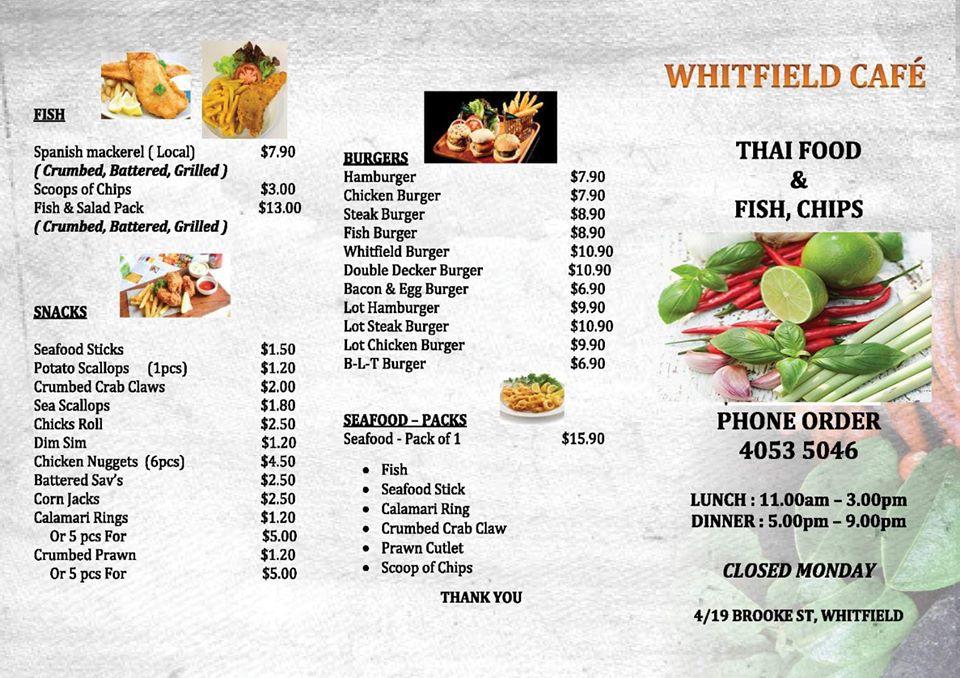 Menu at Whitfield Cafe, Whitfield, 19 Brooks St