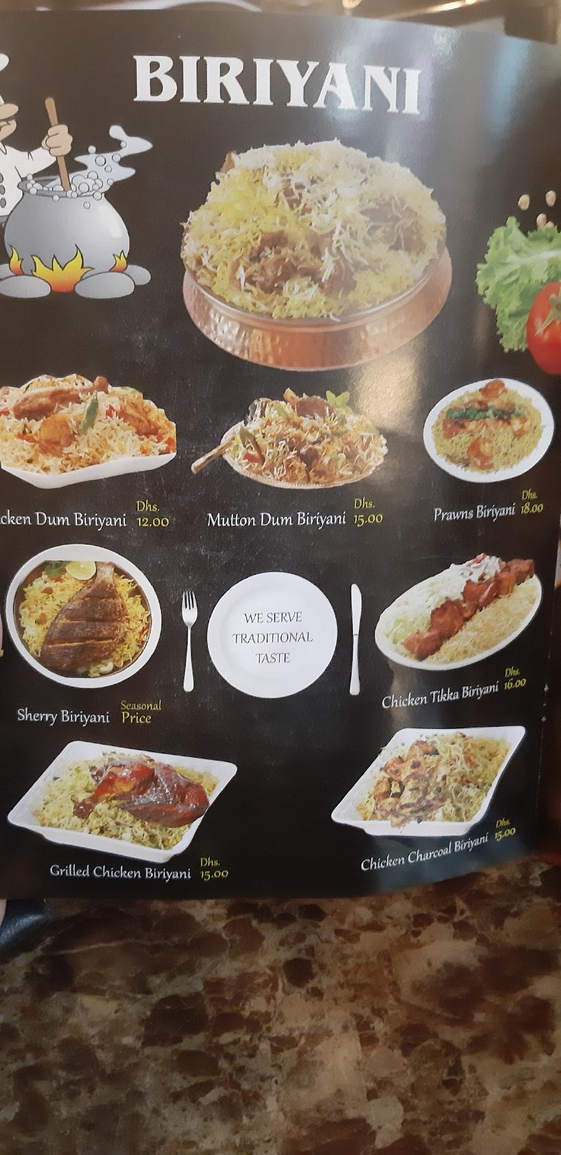 Menu at Baba Chai restaurant, Dubai, 103 Abu Baker Al Siddique Rd
