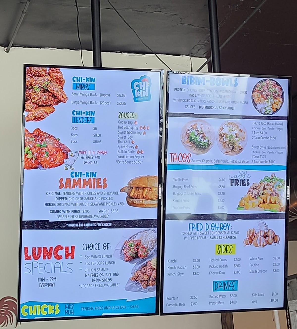 Menu at Chi-Kin restaurant, Orlando