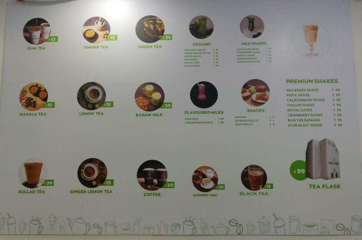 Menu at Tea Time, Nizamabad, M4P4+HH8