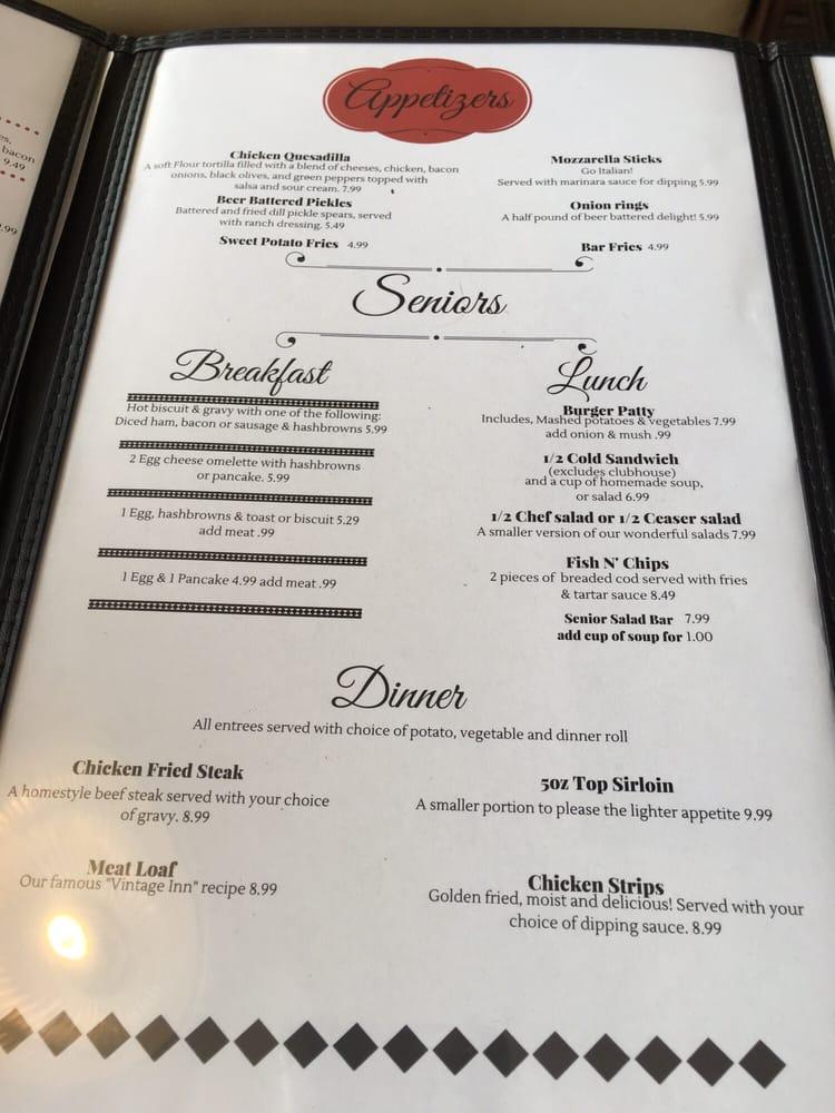 Menu at Vintage Inn Restaurant, Cottage Grove