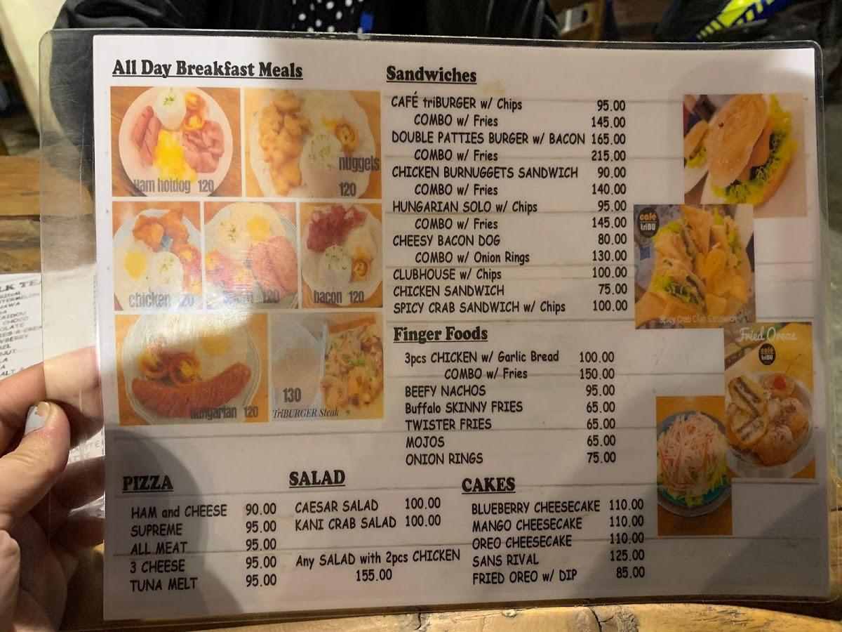 Menu at Cafe Tribu, Quezon City, Sta. Maria St