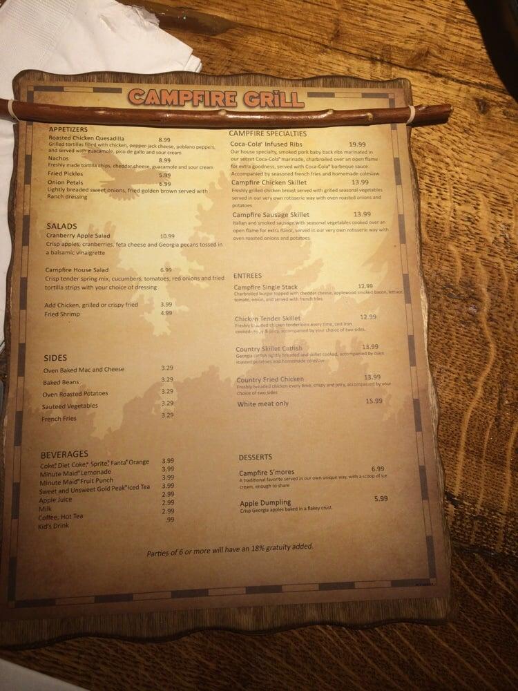 Menu at Campfire Grill steakhouse, Winston-Salem, Old 78 Hwy W