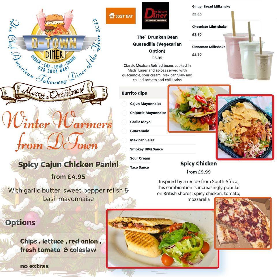 Menu at D Town Diner fast food, Lurgan