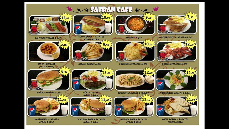 Menu at Safran Fırın Cafe, Istanbul