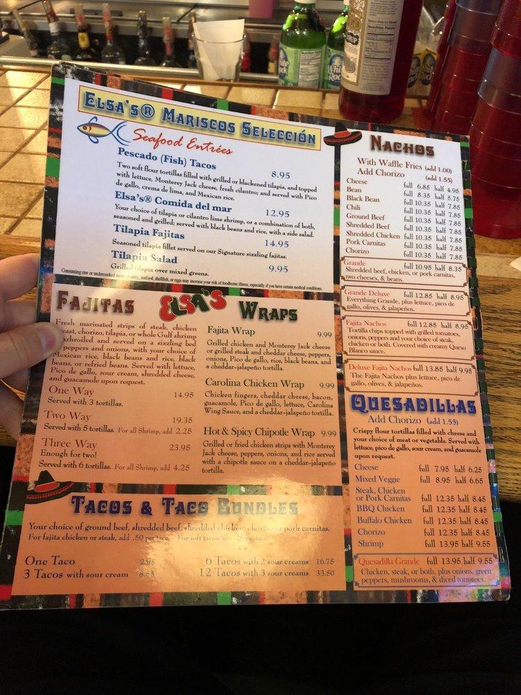 Menu at Elsa's Mexican Restaurant, Dayton, Far Hills Ave