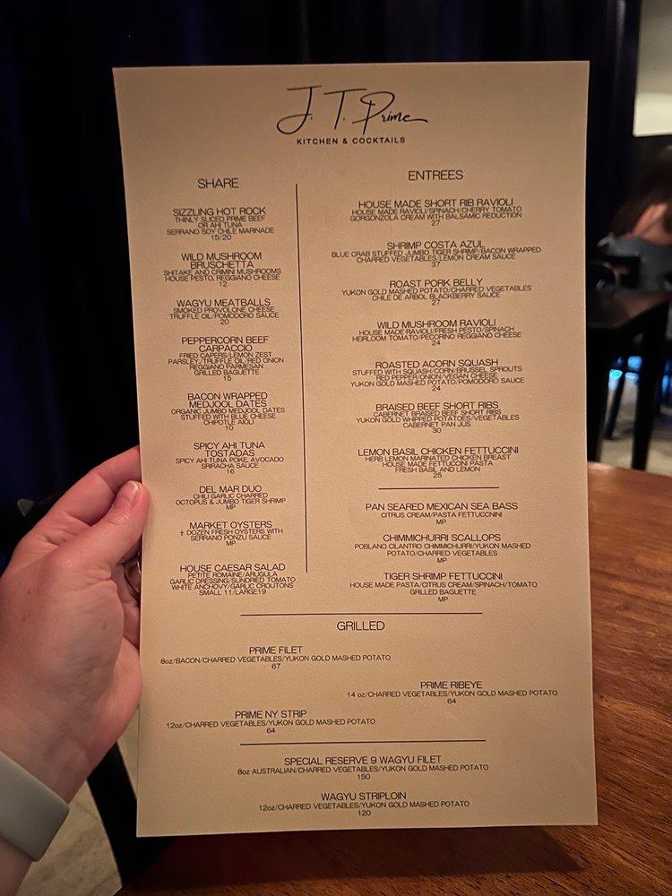 Menu at J.T. Prime Kitchen Yuma pub & bar, Yuma