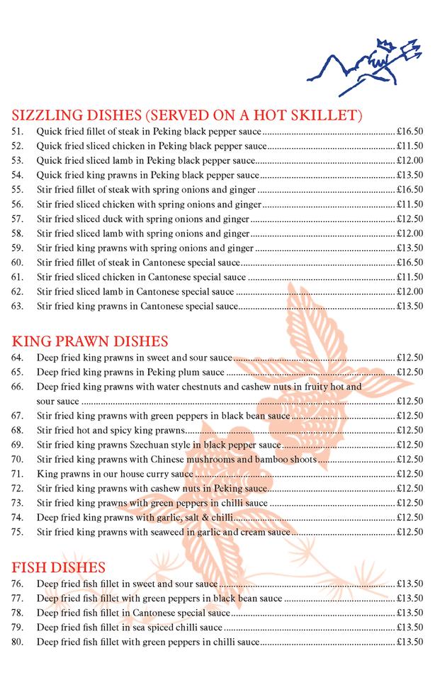 Menu at King Neptune restaurant, Newcastle upon Tyne, Parkside
