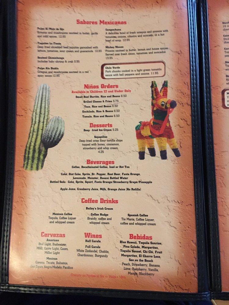 Menu at La Fiesta restaurant, Elko