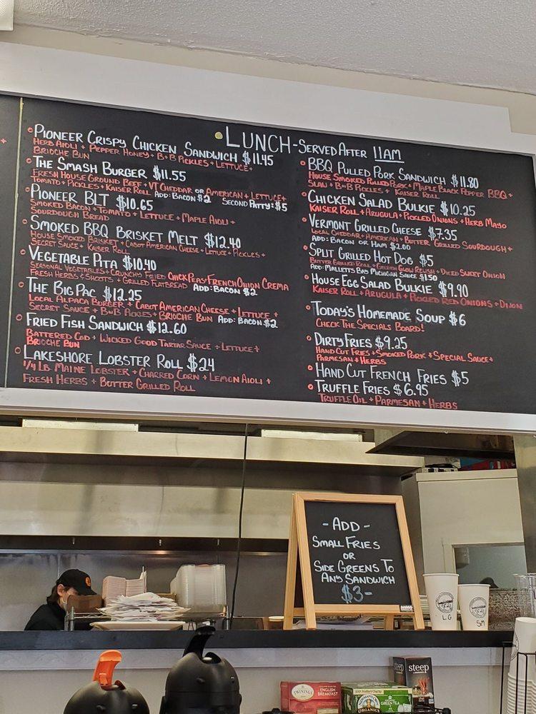 Menu at Pioneer Lakeshore Café cafe, Colchester