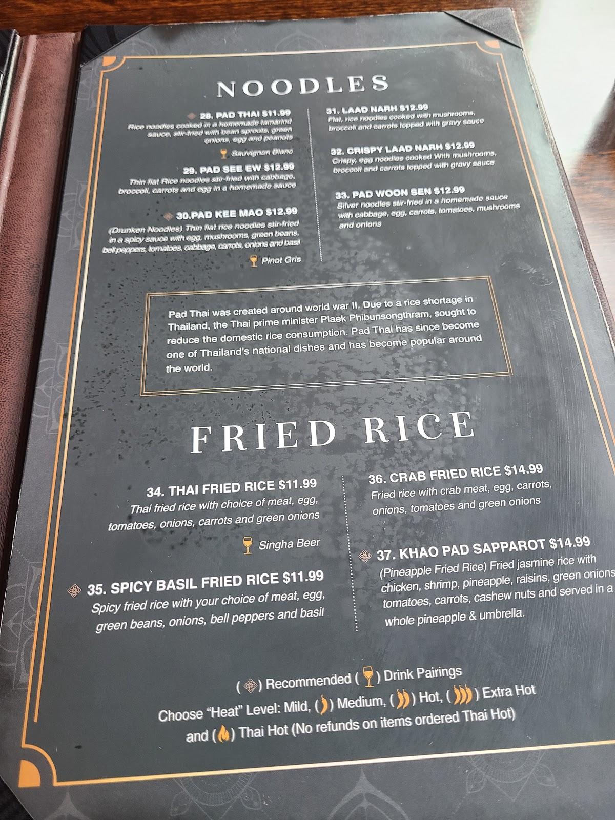 Menu at Thai District Restaurant, Brownsburg