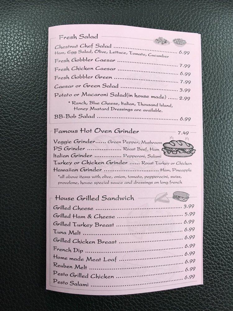 Menu at Chestnut Cafe Kent, Kent