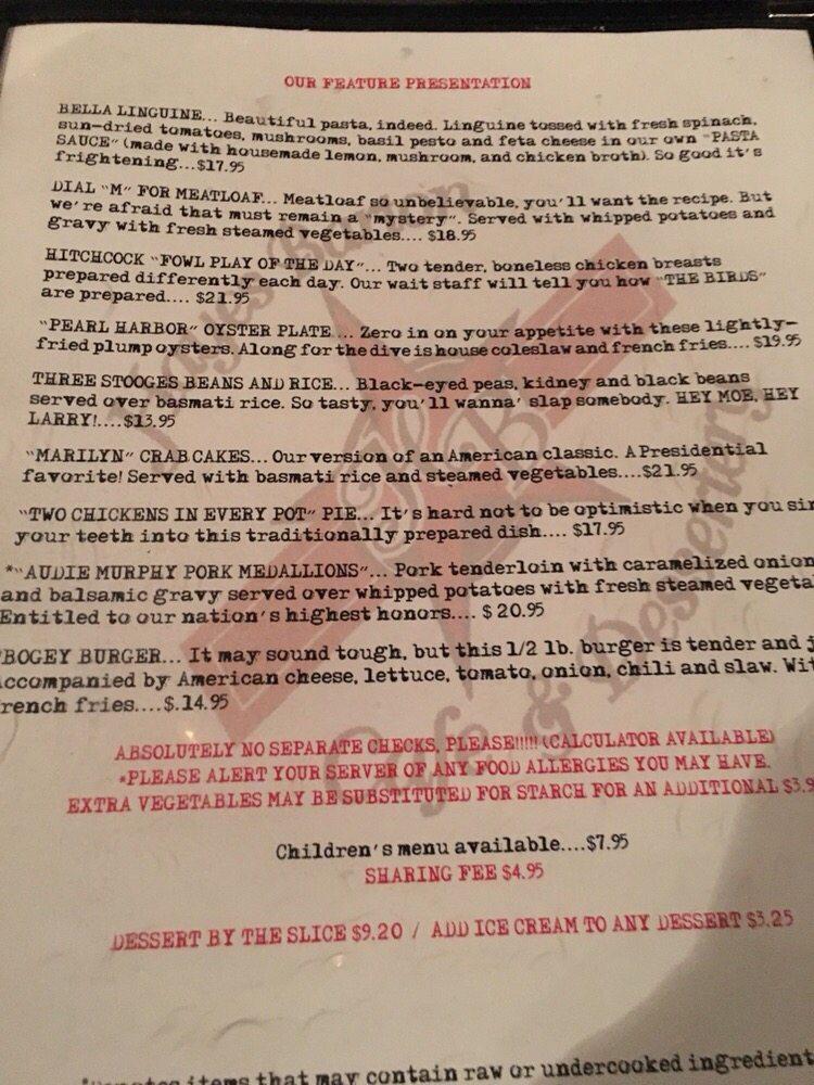 Carta de Hayes Barton Cafe & Dessertery, Raleigh