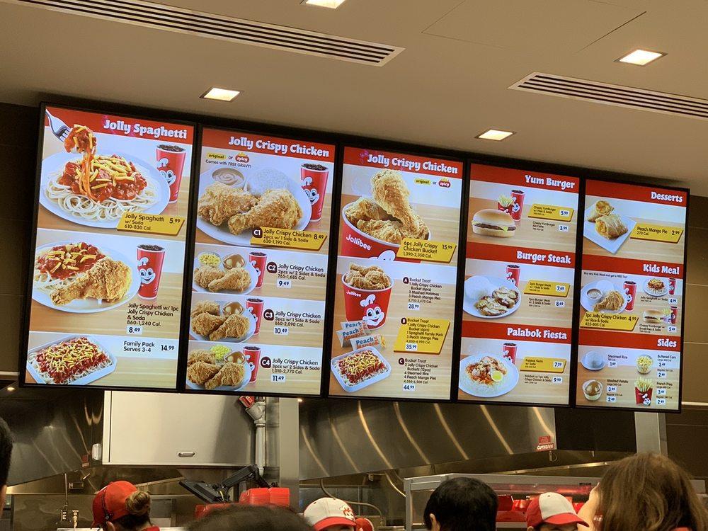 Menu au Jollibee fast food, Edmonton, Calgary Trail NW #914