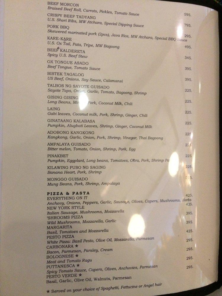 Menu at Milky Way Cafe, Makati, Milkyway