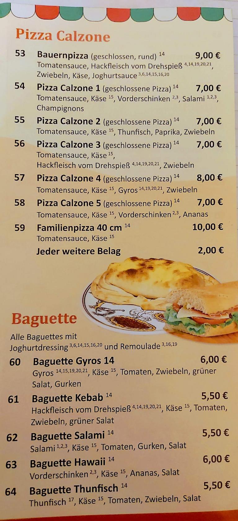 Menu at Pizzeria Azad, Hesel