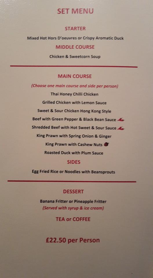 Menu at The Jasmine House restaurant, Arbroath