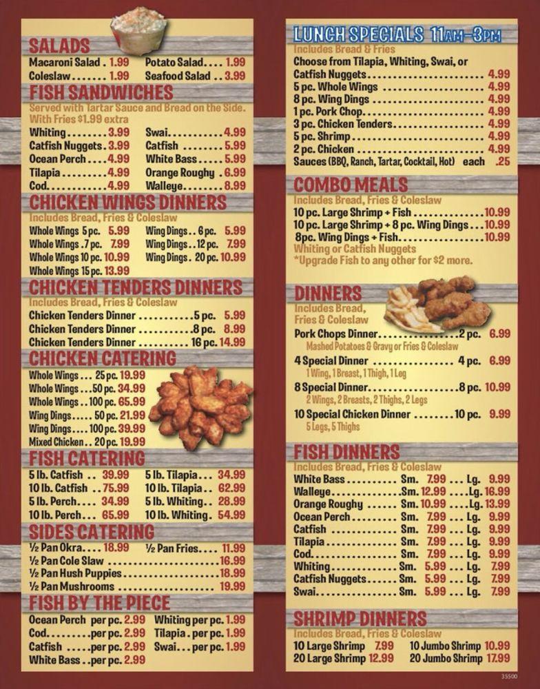 Menu at Wally's Fish & Chicken restaurant, Wayne, S Merriman Rd