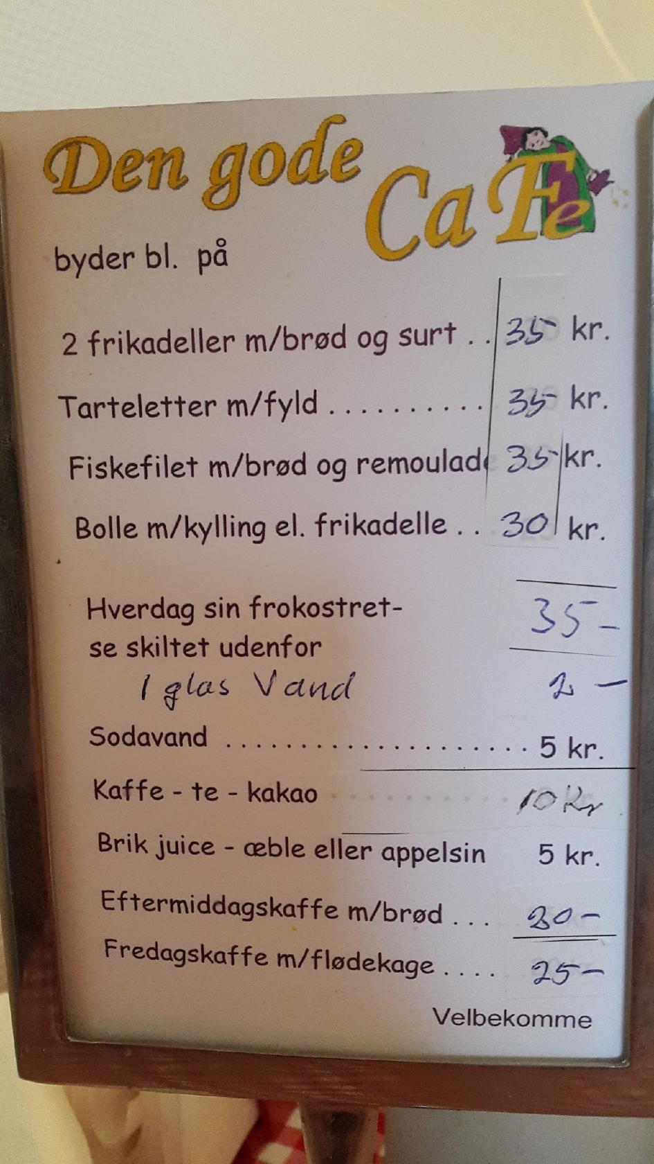 Menu at The Good Cafe, Tarm