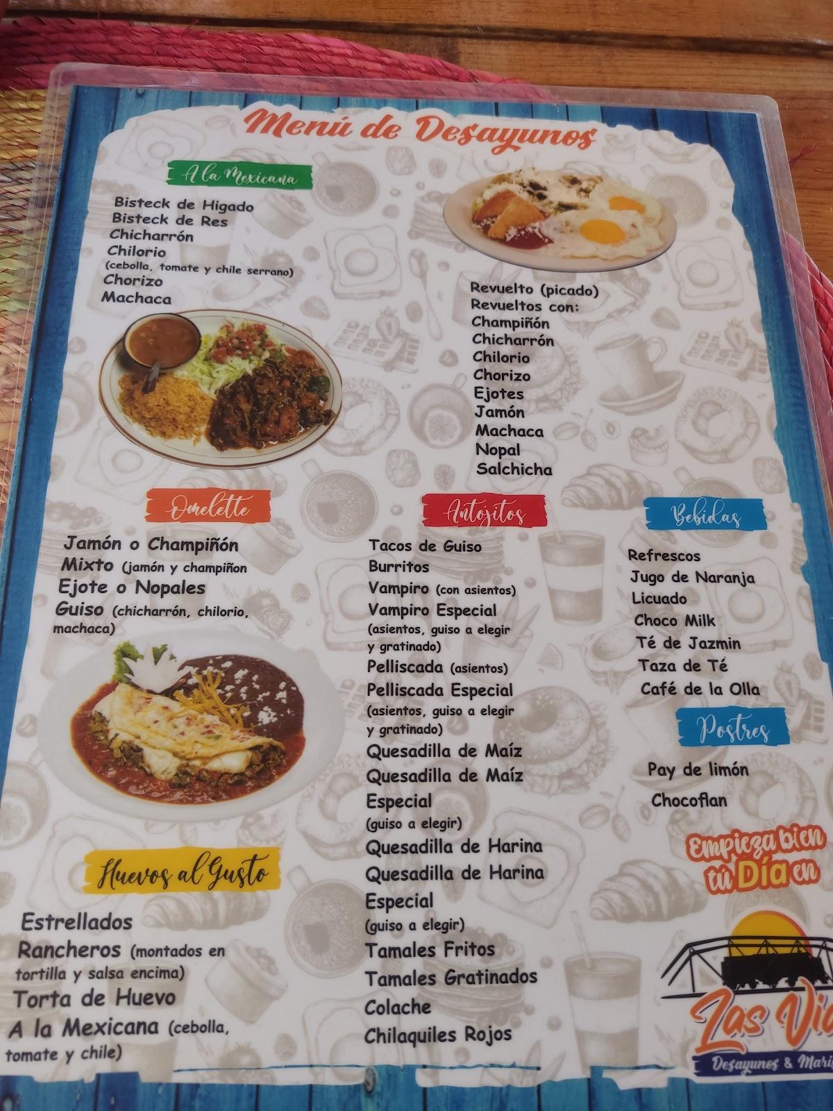 Carta del restaurante Desayunos y mariscos las vías, Culiacán Rosales