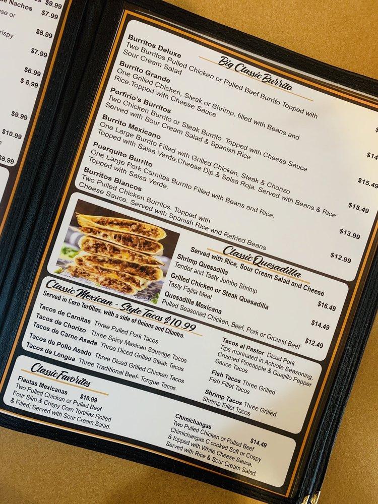 Menu at Junior's Diner & Mexican Grill restaurant, Orlando