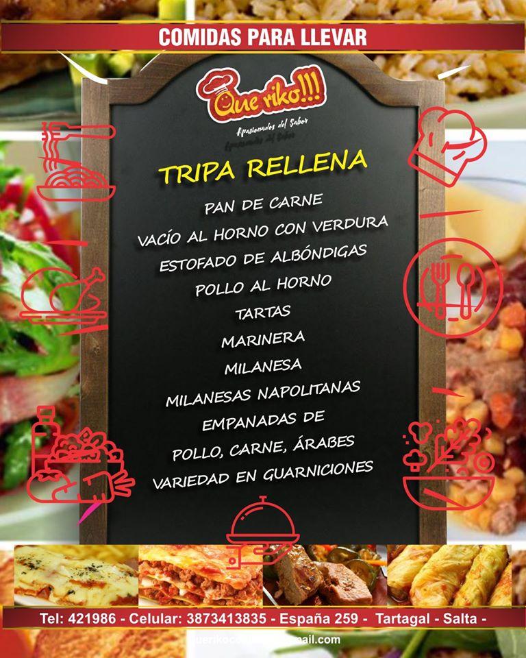 Menu at Que Riko restaurant, Tartagal